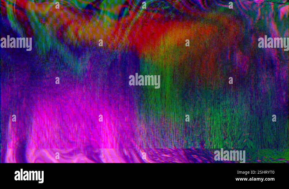 Broken VHS tape effect animation with flickering noise and retro color ...