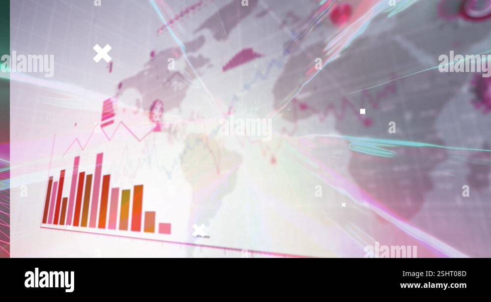 Animation of qr code, world map with markers and data processing over ...