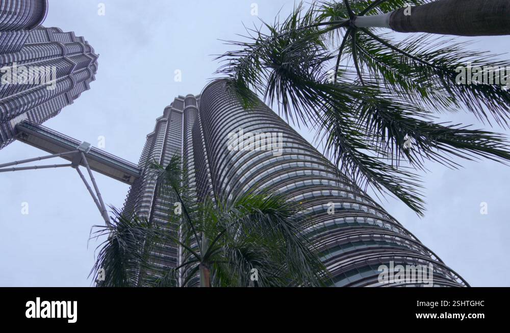 Bottom view of Twin Towers Menara Berkembar Petronas Kuala Lumpur ...