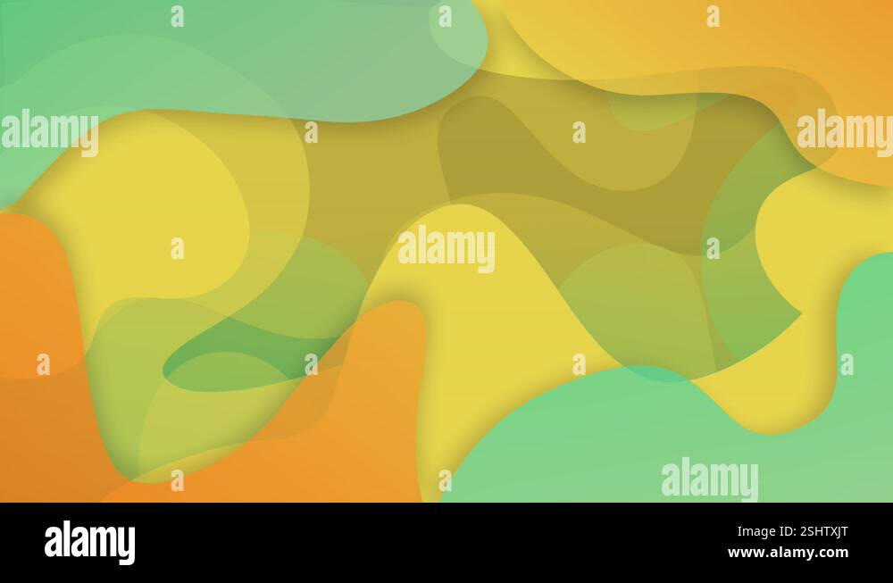 Abstract animated background of jelly moving green yellow and orange ...