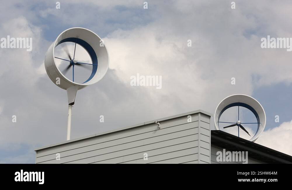 A small scale wind turbine on a house in ijburg, Amsterdam, Holland ...