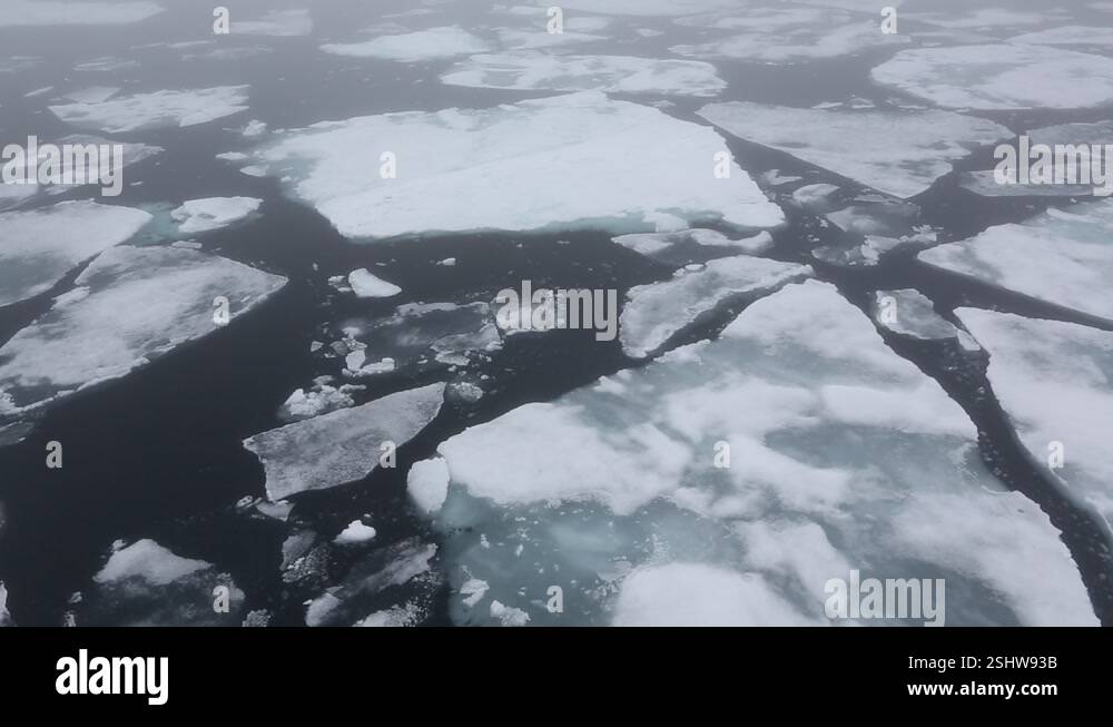 Rotten sea ice at over 80 degrees North off the north coast of Svalbard ...