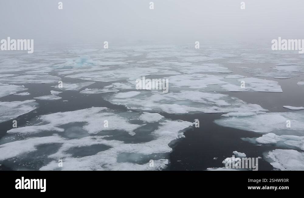 Rotten sea ice at over 80 degrees North off the north coast of Svalbard ...