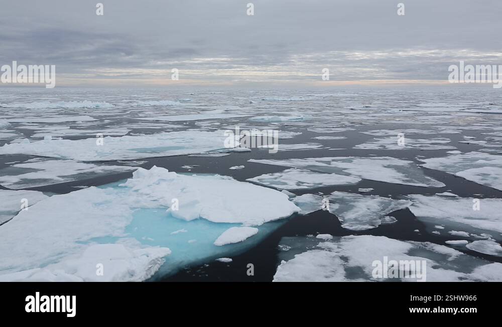 Rotten sea ice at over 80 degrees North off the north coast of Svalbard ...
