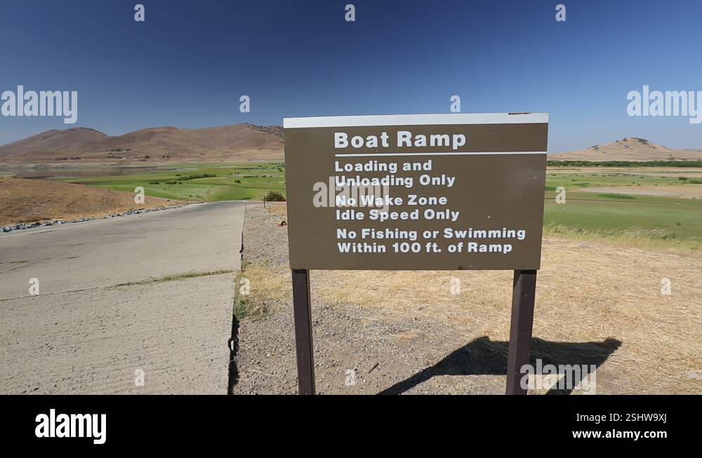 The boat launching ramp stands high and dry at Lake Success near ...
