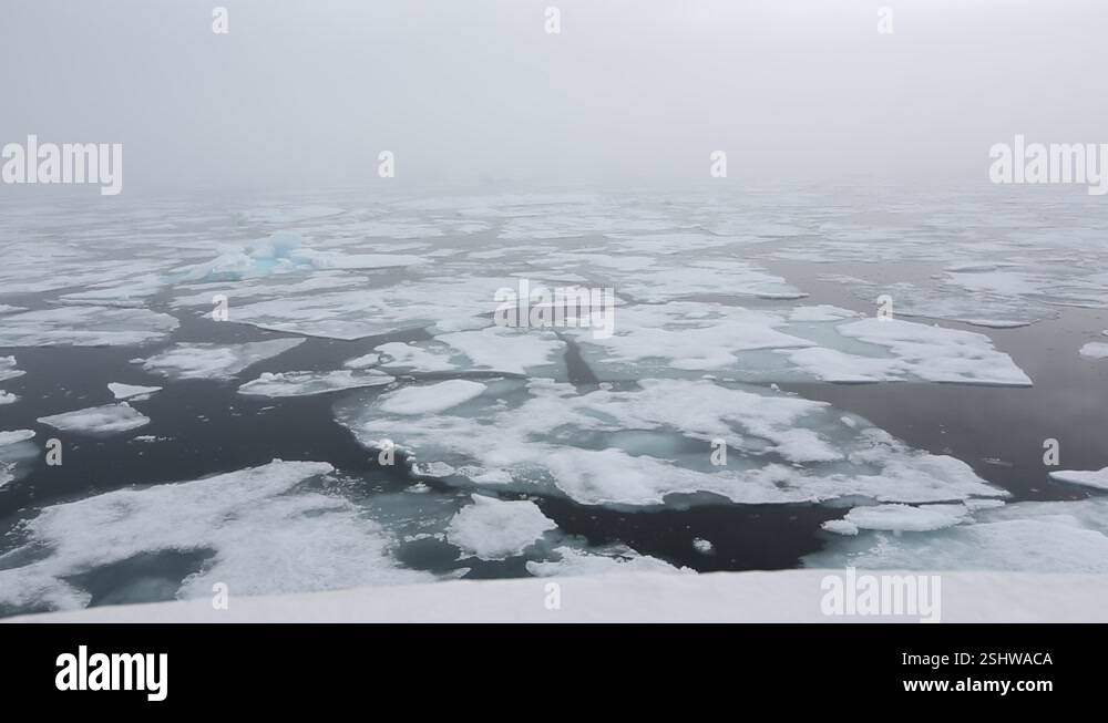 Rotten sea ice at over 80 degrees North off the north coast of Svalbard ...