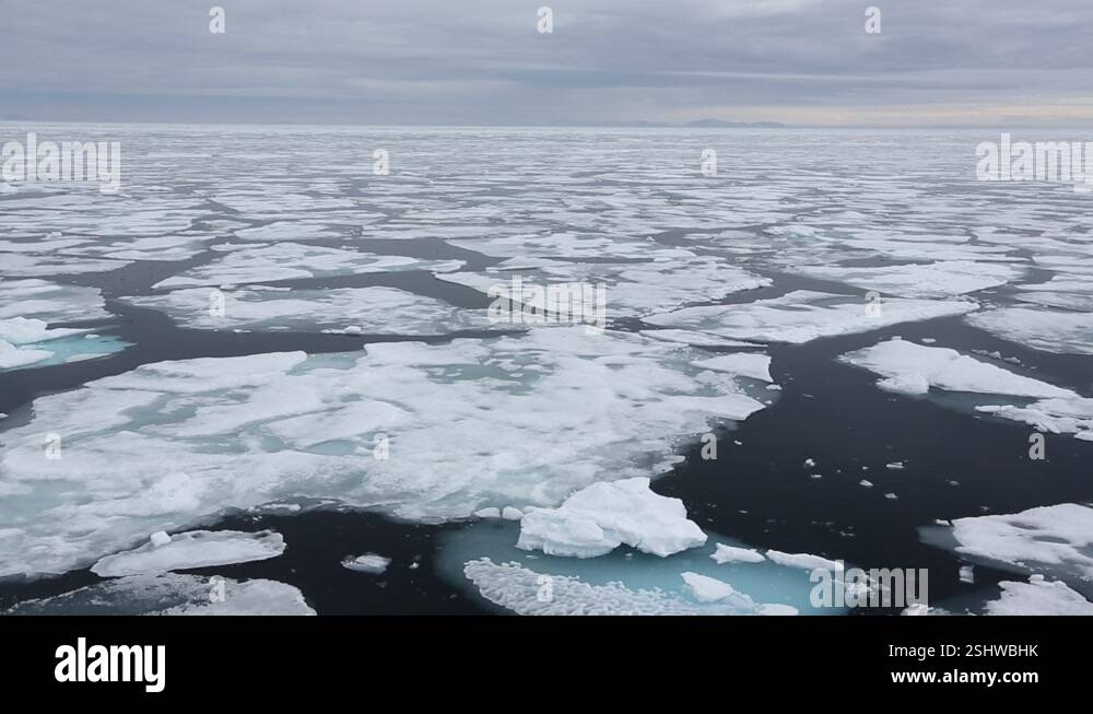 Rotten sea ice at over 80 degrees North off the north coast of Svalbard ...