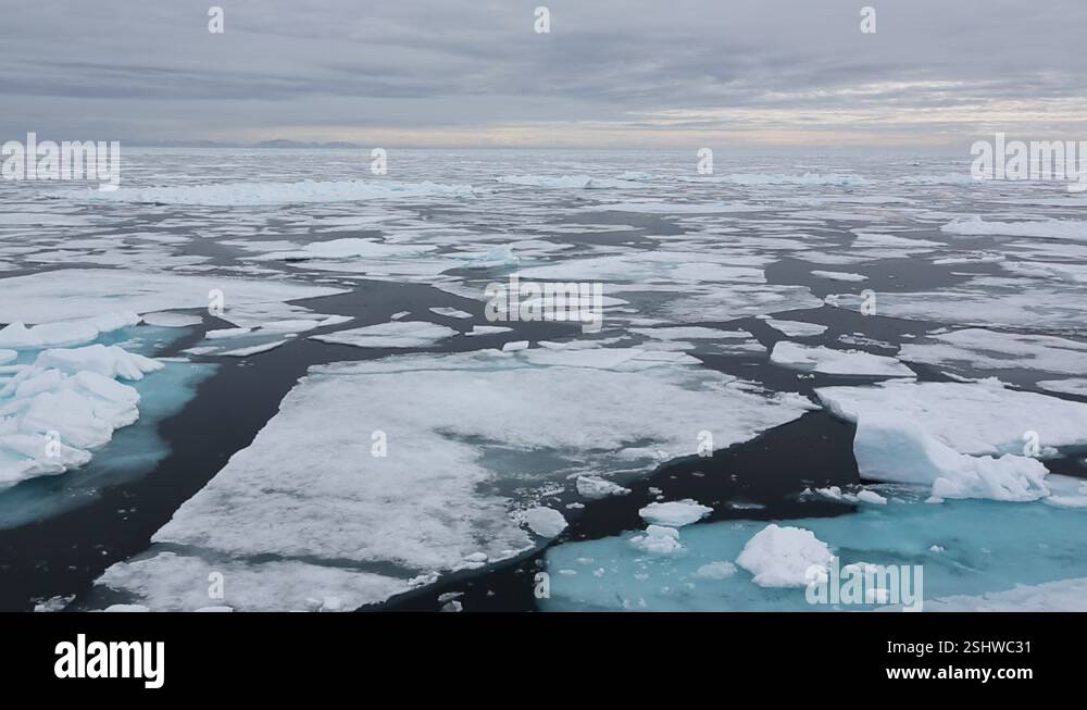 Rotten sea ice at over 80 degrees North off the north coast of Svalbard ...