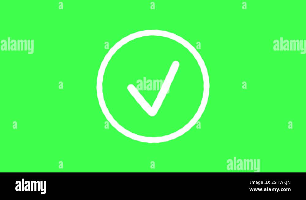 Funky cartoon check mark icon animation. White check mark on white ...