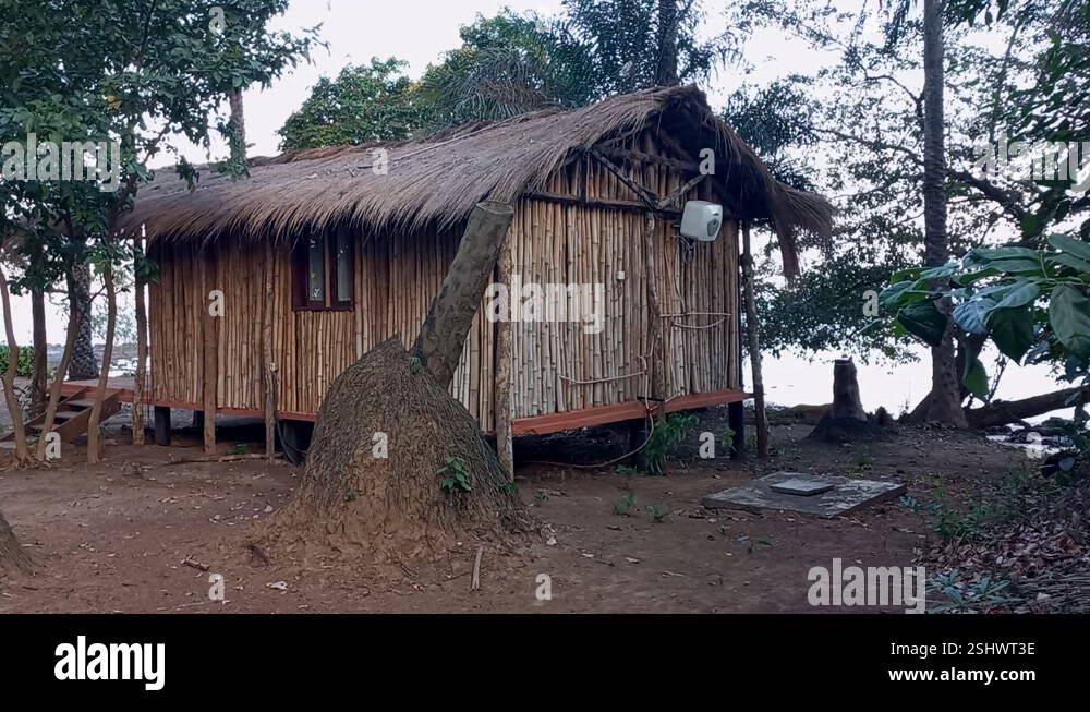 A bungalow on the island of Rubane in the Bijagos archipelago, built ...