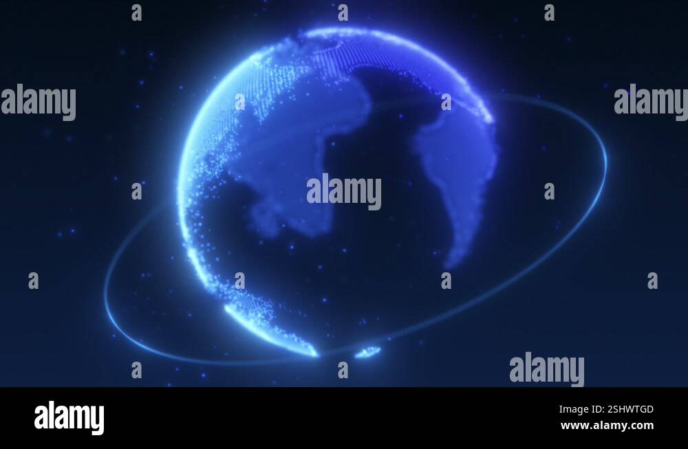 Blue Neon Virtual Digital Earth Globe Sphere Seamless Loop animated ...