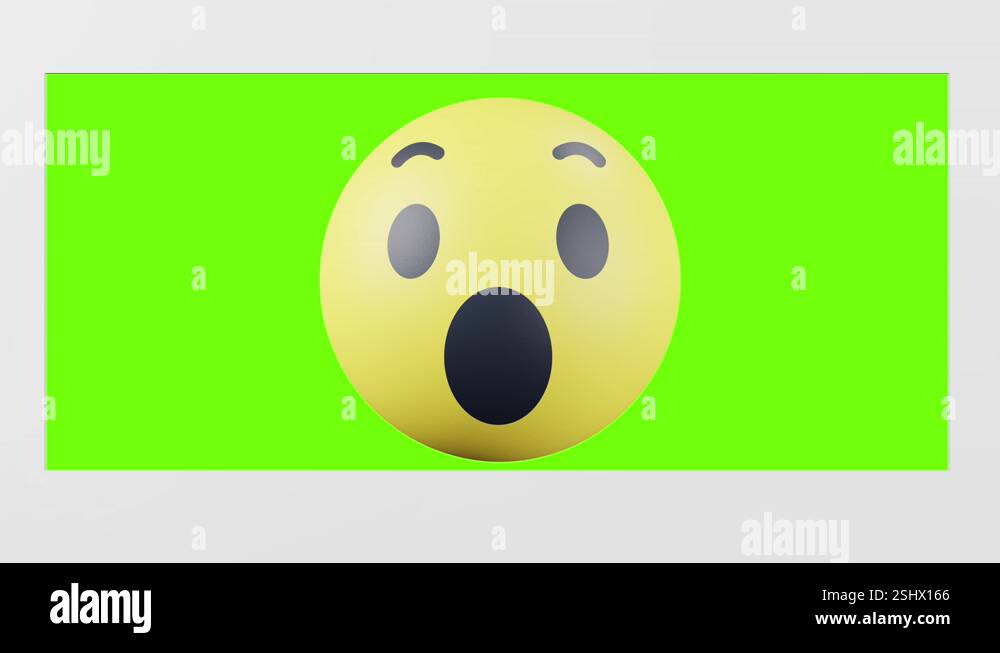 Facebook wow emoji reaction button with 3D effect overlay, green screen ...