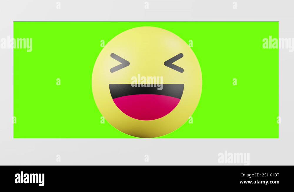 Facebook haha emoji reaction button with 3D effect overlay, green ...