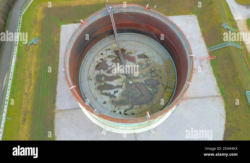 Rusted Oil Storage Tank With Floating Roof In An Oil Depot. aerial ...