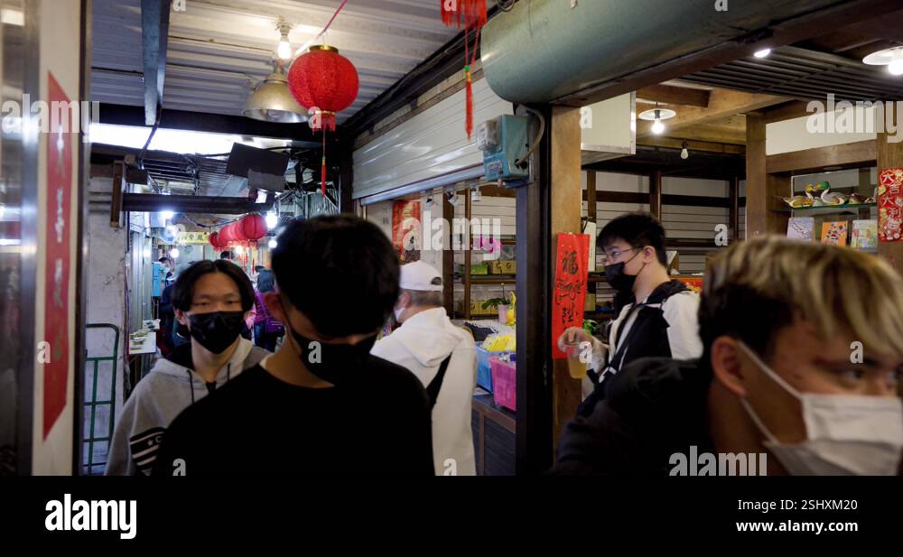 Fenqihu, Taiwan, 13 February 2023: People visit heritage Old Street in ...