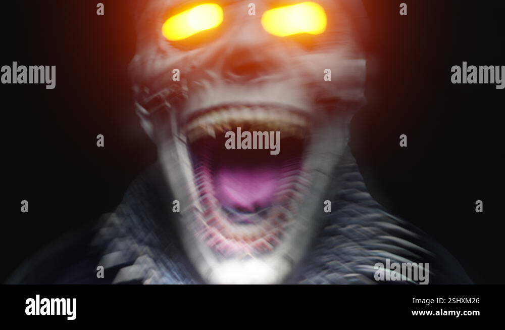 Scary monster, horror face, demon with evil eyes, ghost of death ...