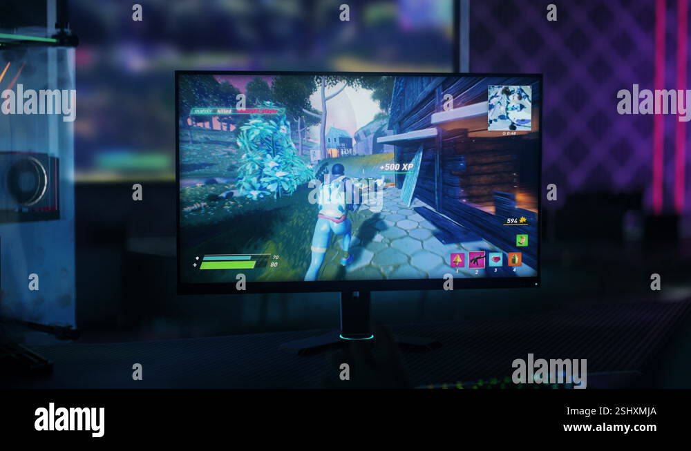 Professional PC gamer showing skills against online opponents in a ...