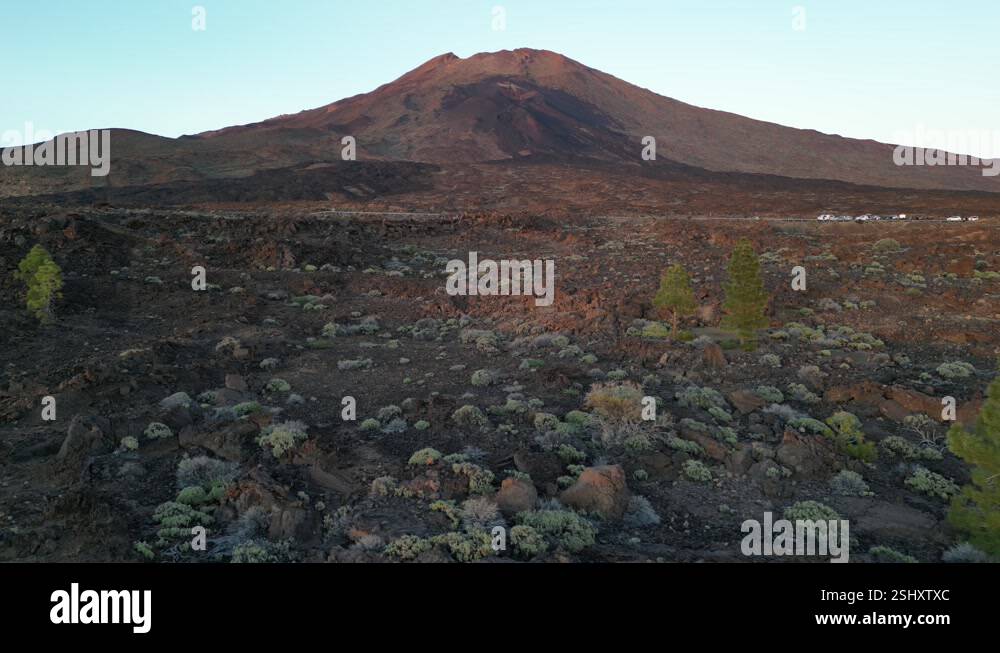 El Teide Volcano peak at dusk, tallest mountain in Spanish territory ...