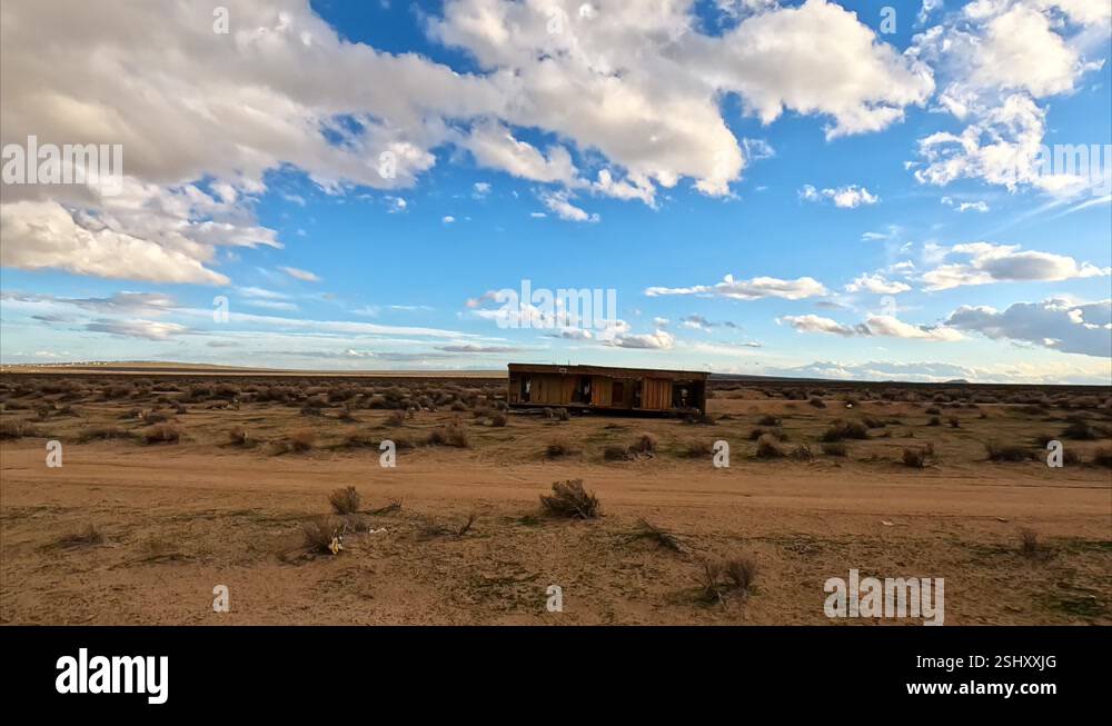 Abandoned trailer cabin in the Mojave Desert by Cache Creek full of ...