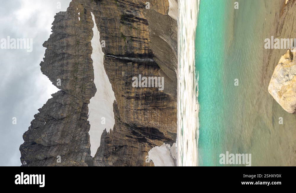 Vertical 4k Time Lapse, Glacial Lake, Ice Snow and Mountain Peak ...