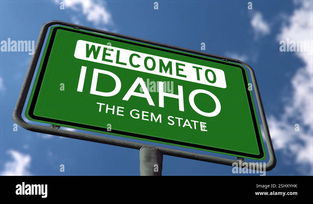 Welcome to Idaho, The Gem State Road Sign, Close Up Realistic 3D ...