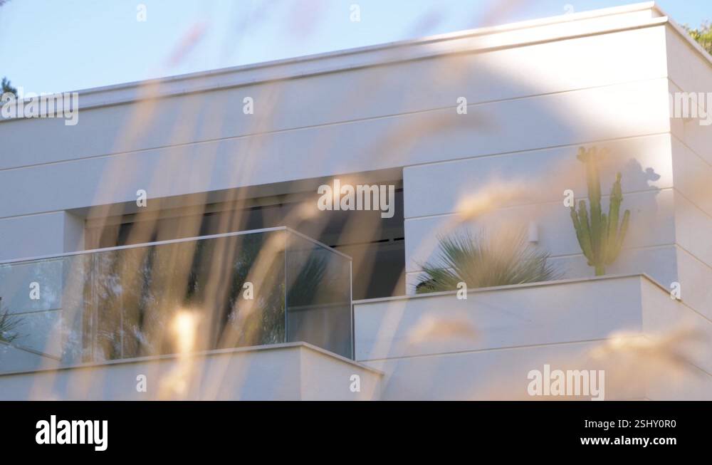 rotating shot of a glass balcony of a luxury villa in Mougins, France ...