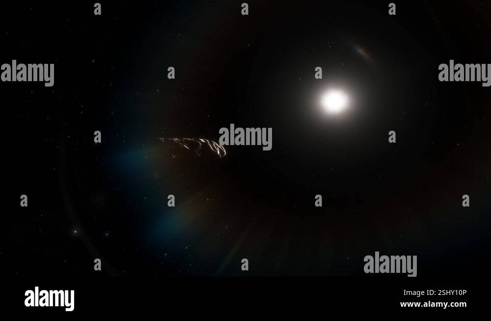 Huge asteroid in the solar system. Potentially dangerous meteorite for ...