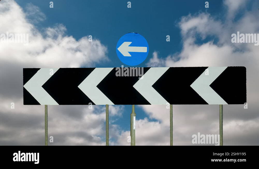 Warning sign sharp bend left Stock Videos & Footage - HD and 4K Video ...