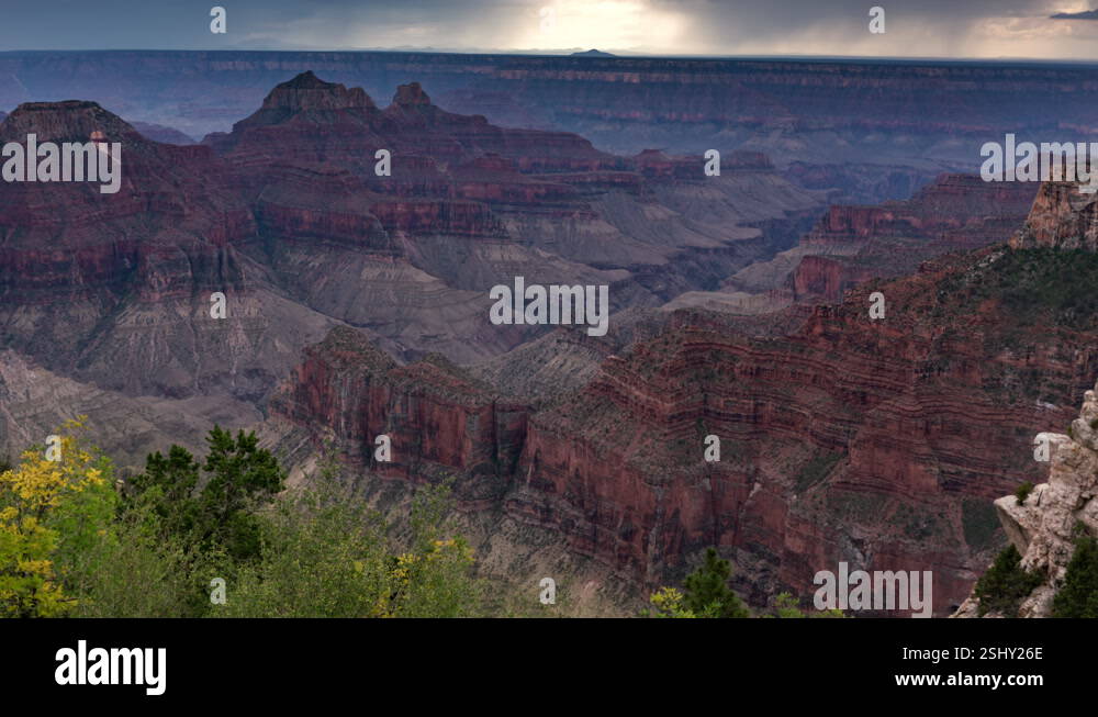Grand Canyon North Rim Thunderstorm Clouds Heavy Rain Time Lapse Pan ...