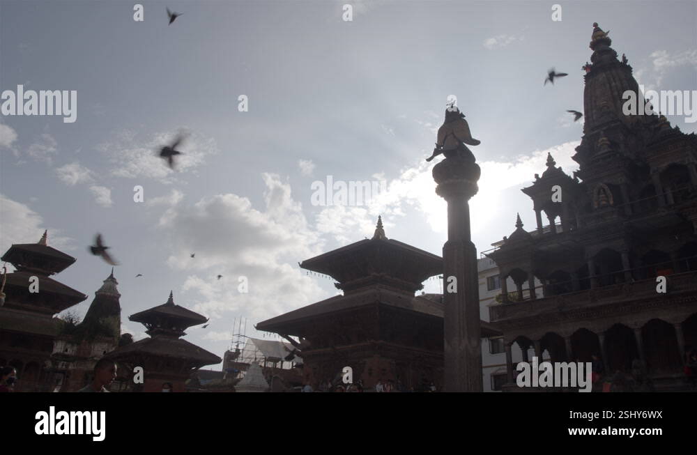Nepal Patan Durbar Square Krishna Mandir Temple Birds Fly Away World ...