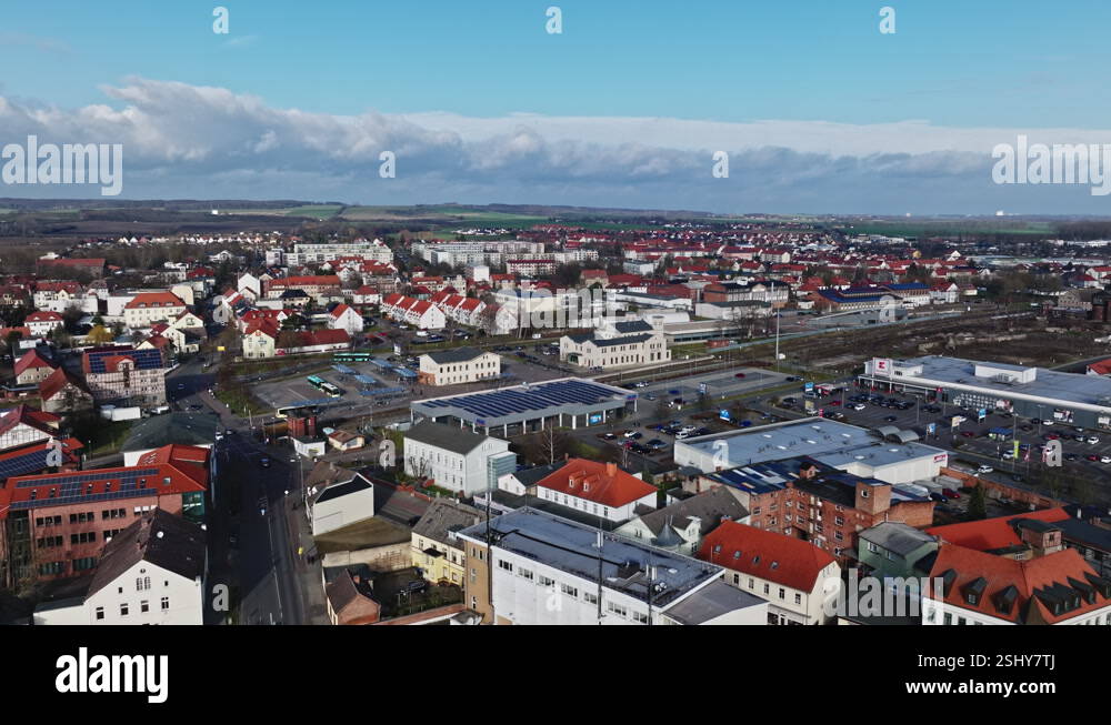 Aerial View Of Oschersleben town, Saxony-Anhalt, Germany Stock Video ...
