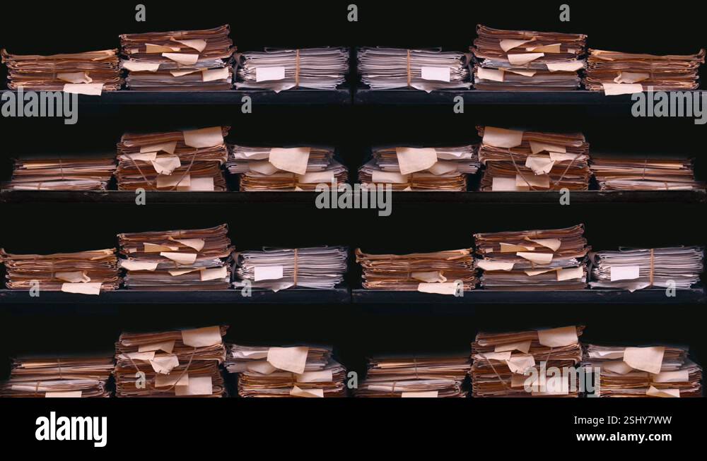 A shot of animated folders on shelves Stock Video Footage - Alamy