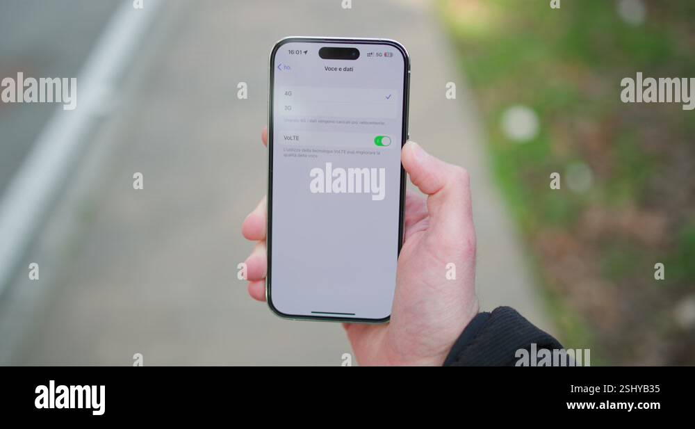 Close Up View Of Thumb Scrolling Icon To Switch To VoLTE On Smartphone ...