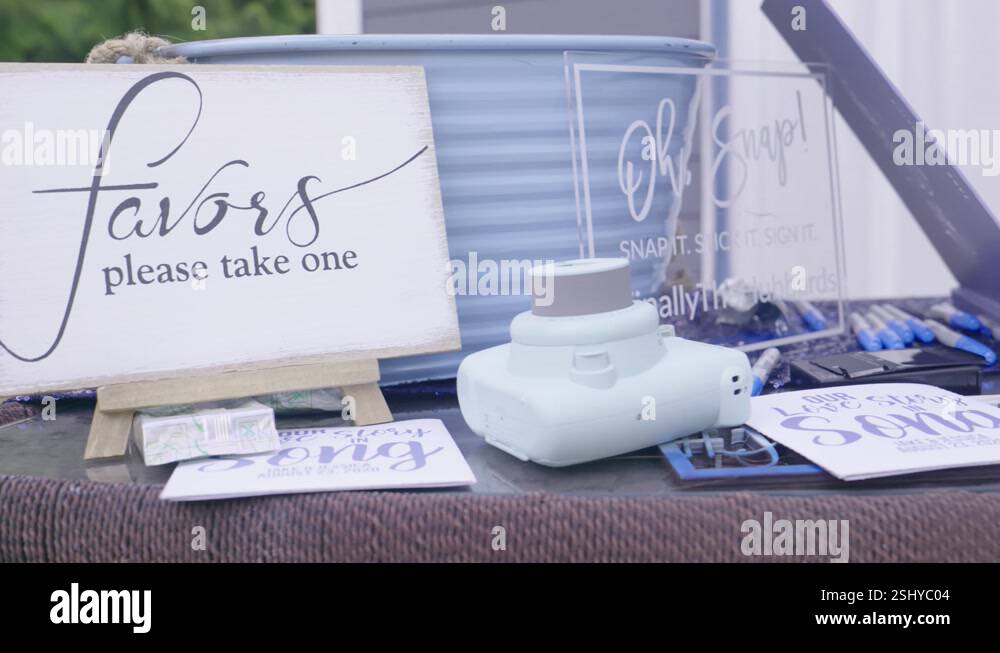 Table of photos and memories with instant camera. Special day like a ...