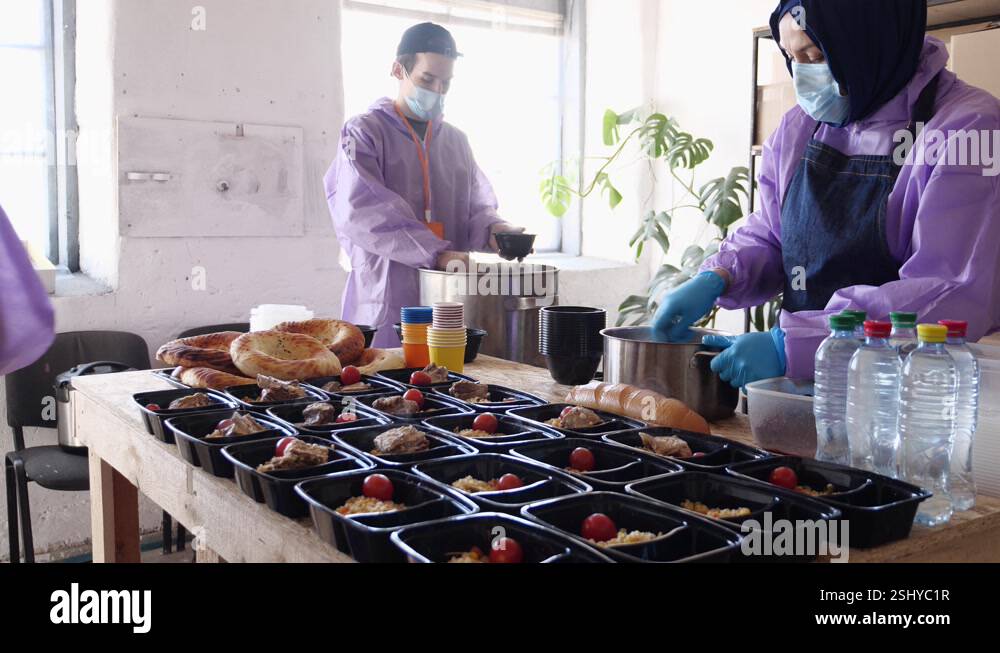 Ramadan Iftar Boxes Food Catering. Donate program Stock Video Footage ...