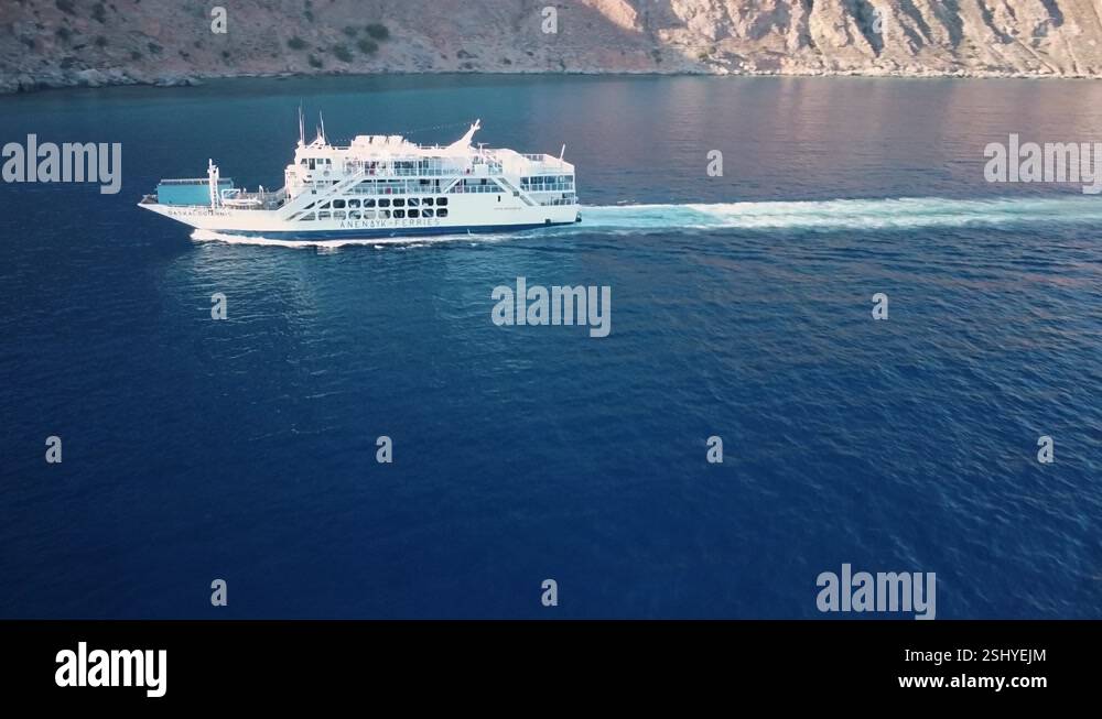 Ferry boat arriving in Loutro In Crete from Hora Sfakion, Greece ...