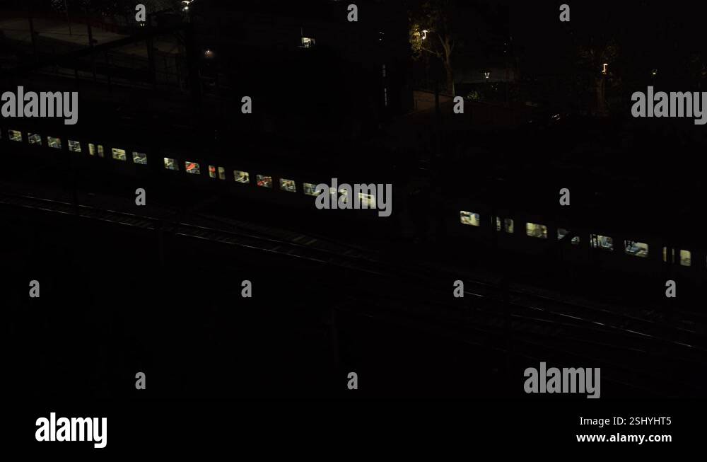 Moving Metro Train On Urban Railtrack During Evening In Melbourne Stock ...