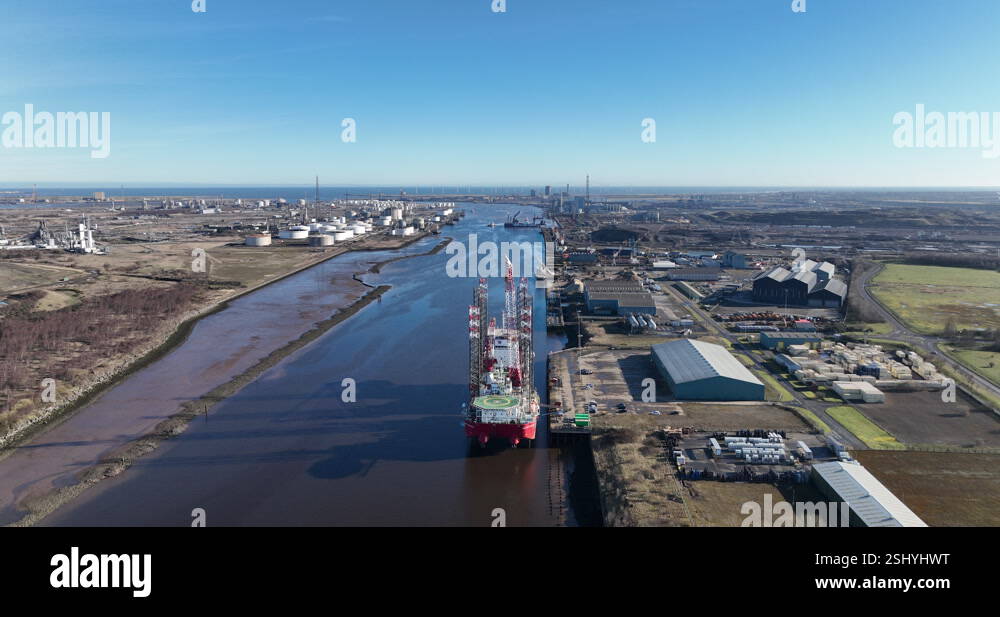 River Tees jack up vessels on berth offshore wind support, Leviathan ...