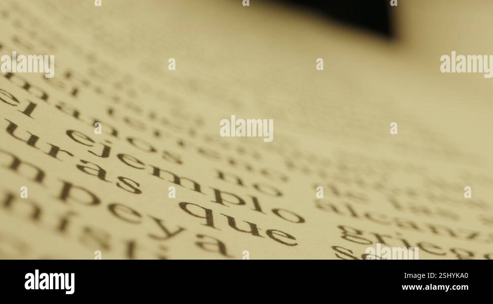 Close up of old Spanish language book with laowa probe lens on slider ...