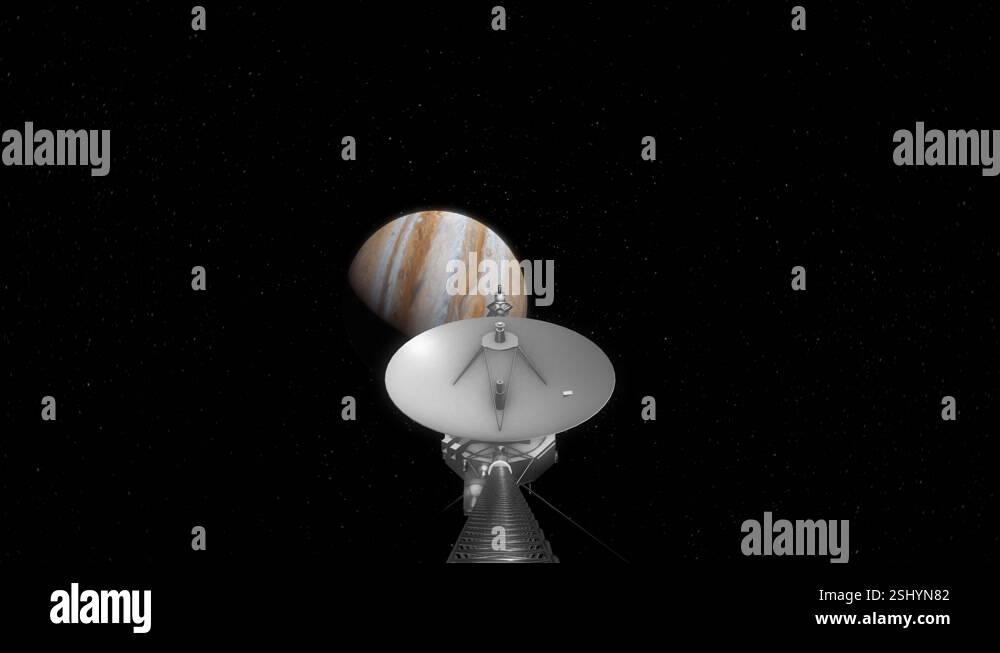 Voyager 1 ActionCam Style Shot Heading Towards Gas Giant Planet Jupiter ...