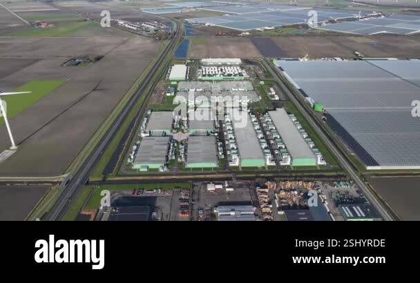 Aerial view. data center, in the Netherlands, showcasing infrastructure ...