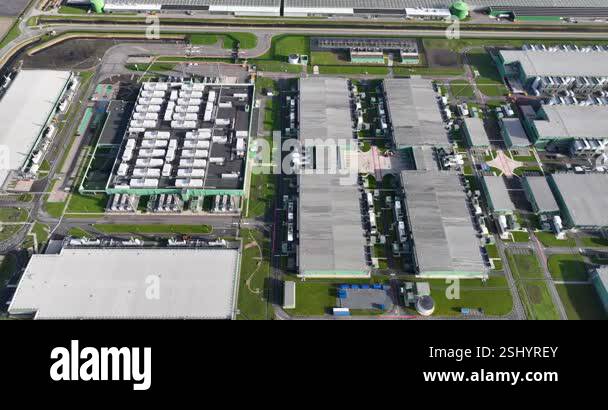 Aerial view. data center, in the Netherlands, showcasing infrastructure ...