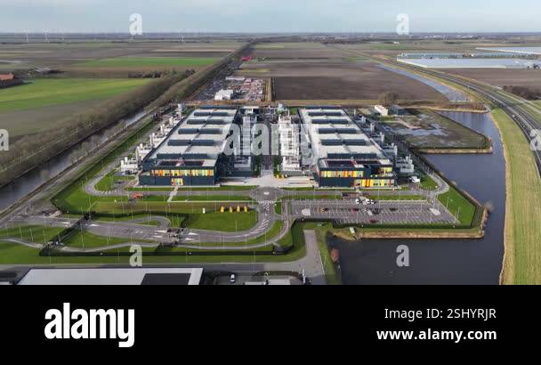 Aerial view. data center, in the Netherlands, showcasing infrastructure ...
