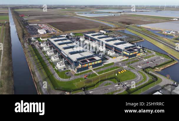 Aerial view. data center, in the Netherlands, showcasing infrastructure ...
