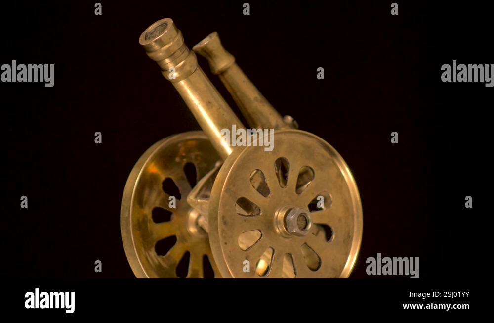 Turntable double barrel cannon miniature copper wear antique normal ...