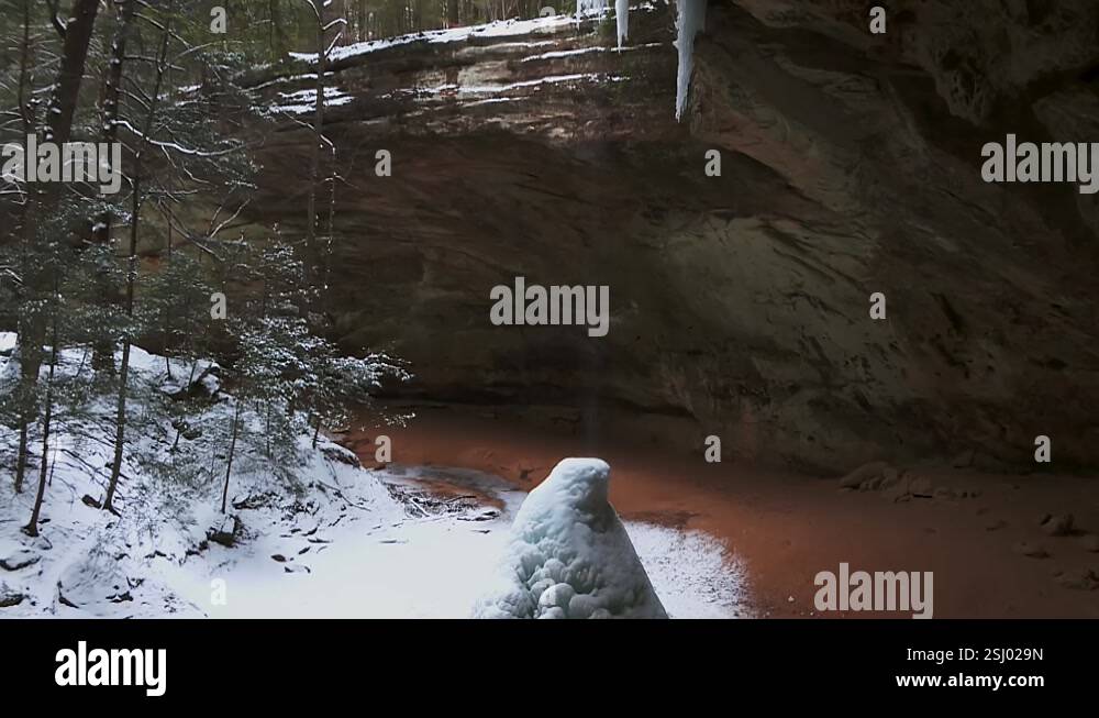 Waterfall Gets Frozen During Winter In Ash Cave, Hocking Hills State ...