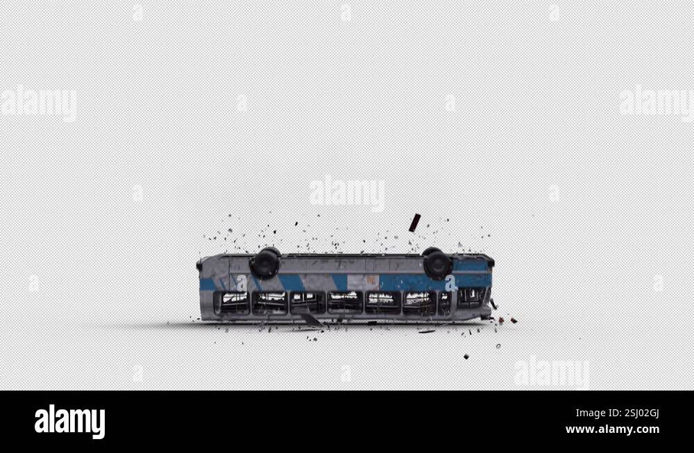 realistic bus Crash Accident, moves towards the camera, isolated 4k ...