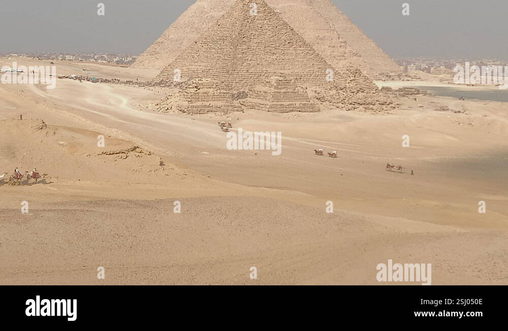 Famous View of Giza Pyramid Complex in Egypt. Panoramic Shot Egyptian ...