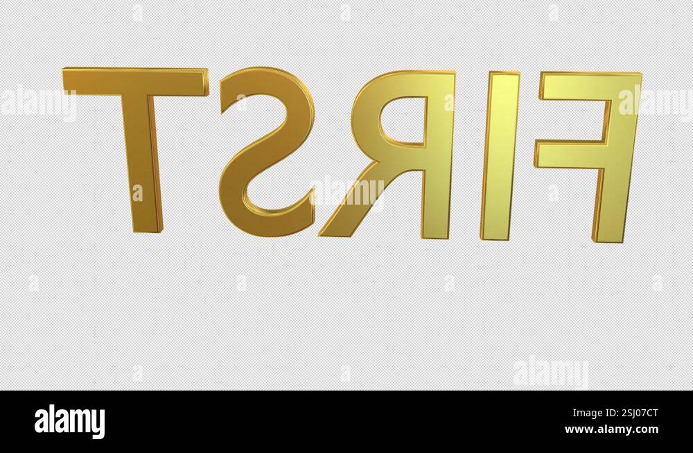 Animated rotating around three dimensional golden text or word First ...
