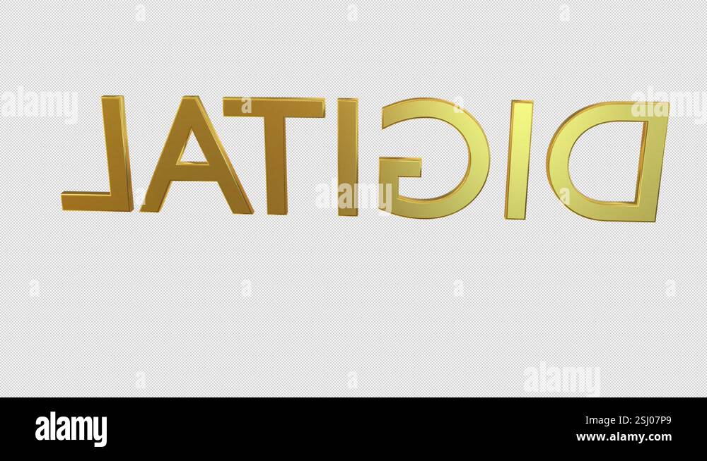 Animated rotating around three dimensional golden text or word Digital ...